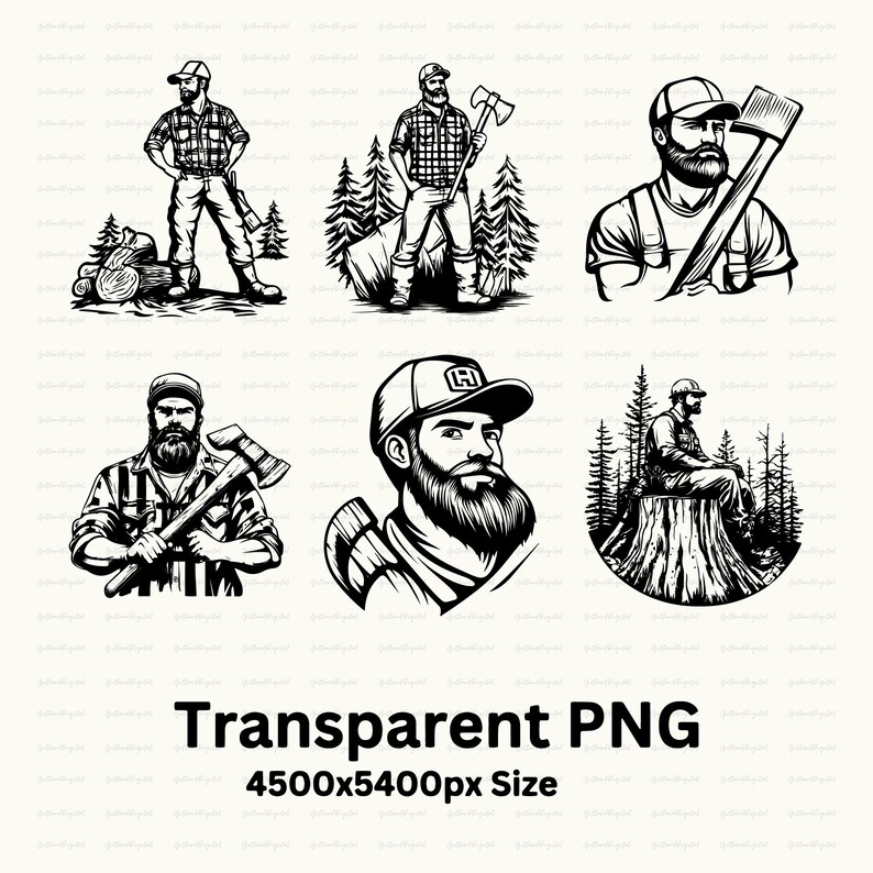 Lumberjack SVG PNG Bundle: Silhouette Vector Art (digital Download) - Etsy