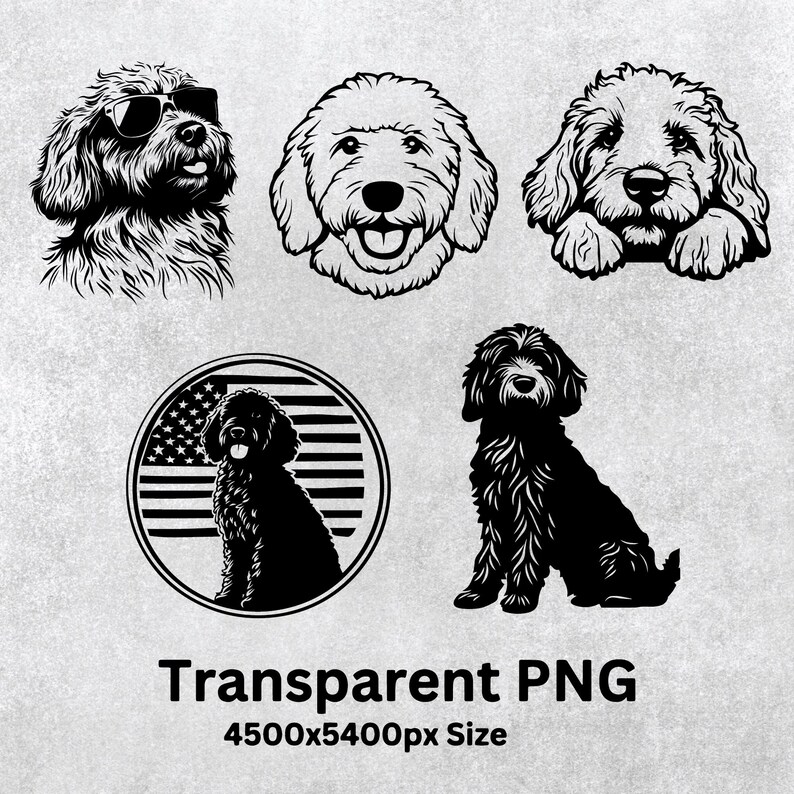 Sheepadoodle Dog SVG Bundle: Silhouette Clipart, Decal Logo (PNG) - Etsy