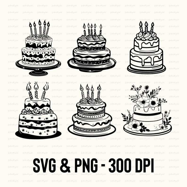 Birthday Cake Svg Png Bundle, Birthday Cake Clipart, Birthday Cake ...