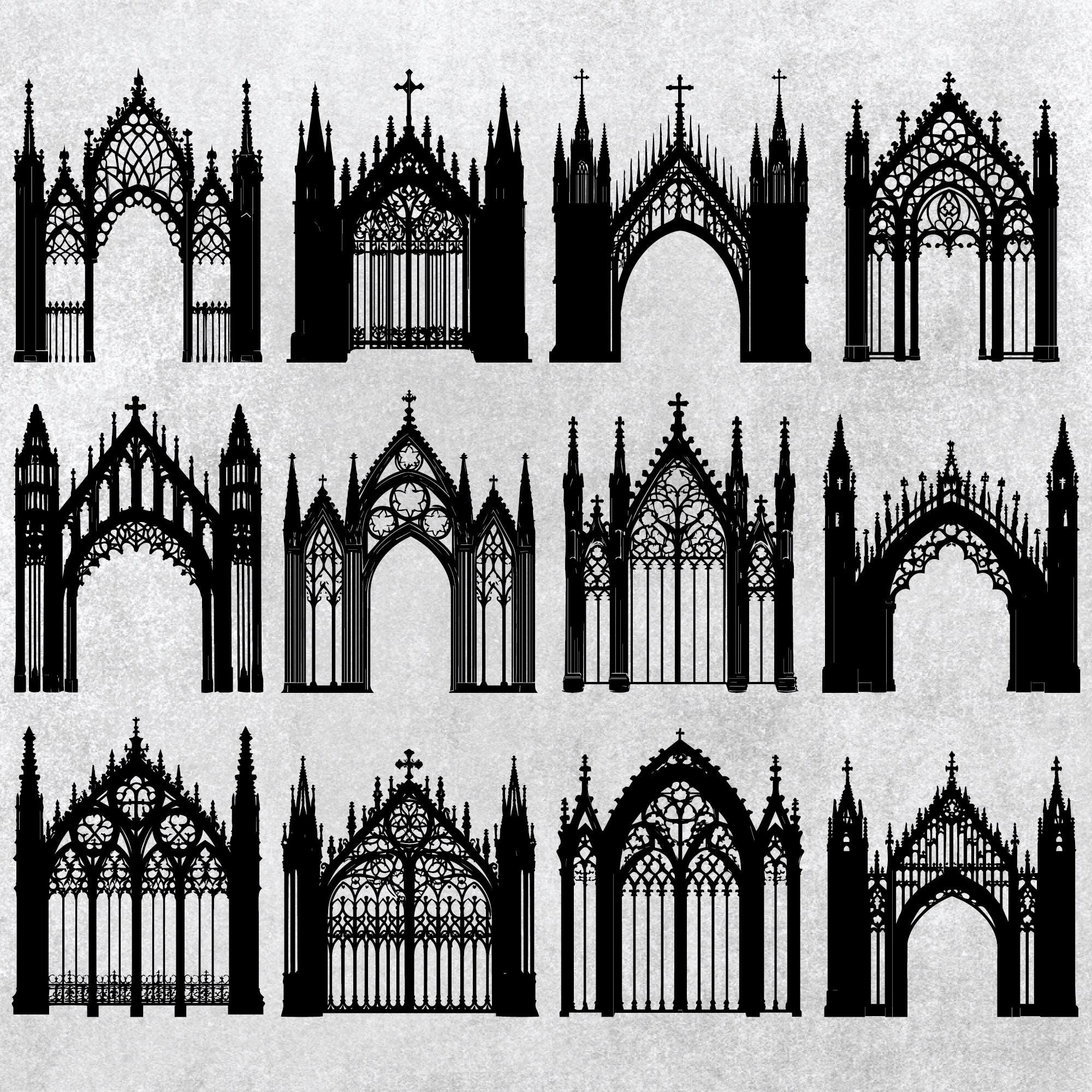 Gothic Gate Svg Bundle, Gothic Gate Svg Vector Set, Gothic Gate Clipart ...