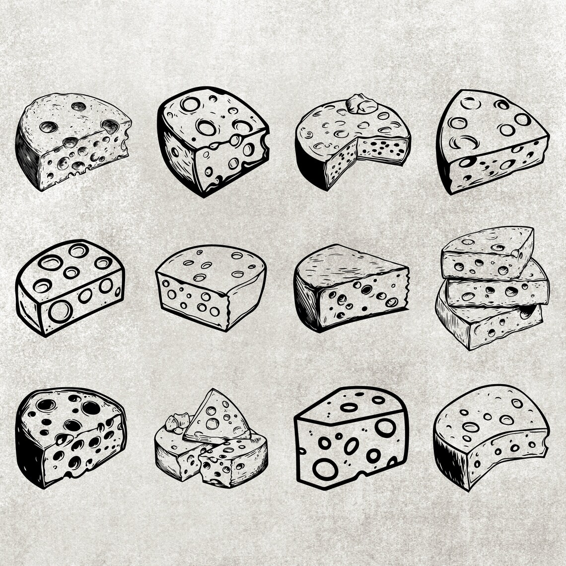 Cheese SVG Bundle: Clipart Vector, Decal Art (PNG, 300 DPI) - Etsy