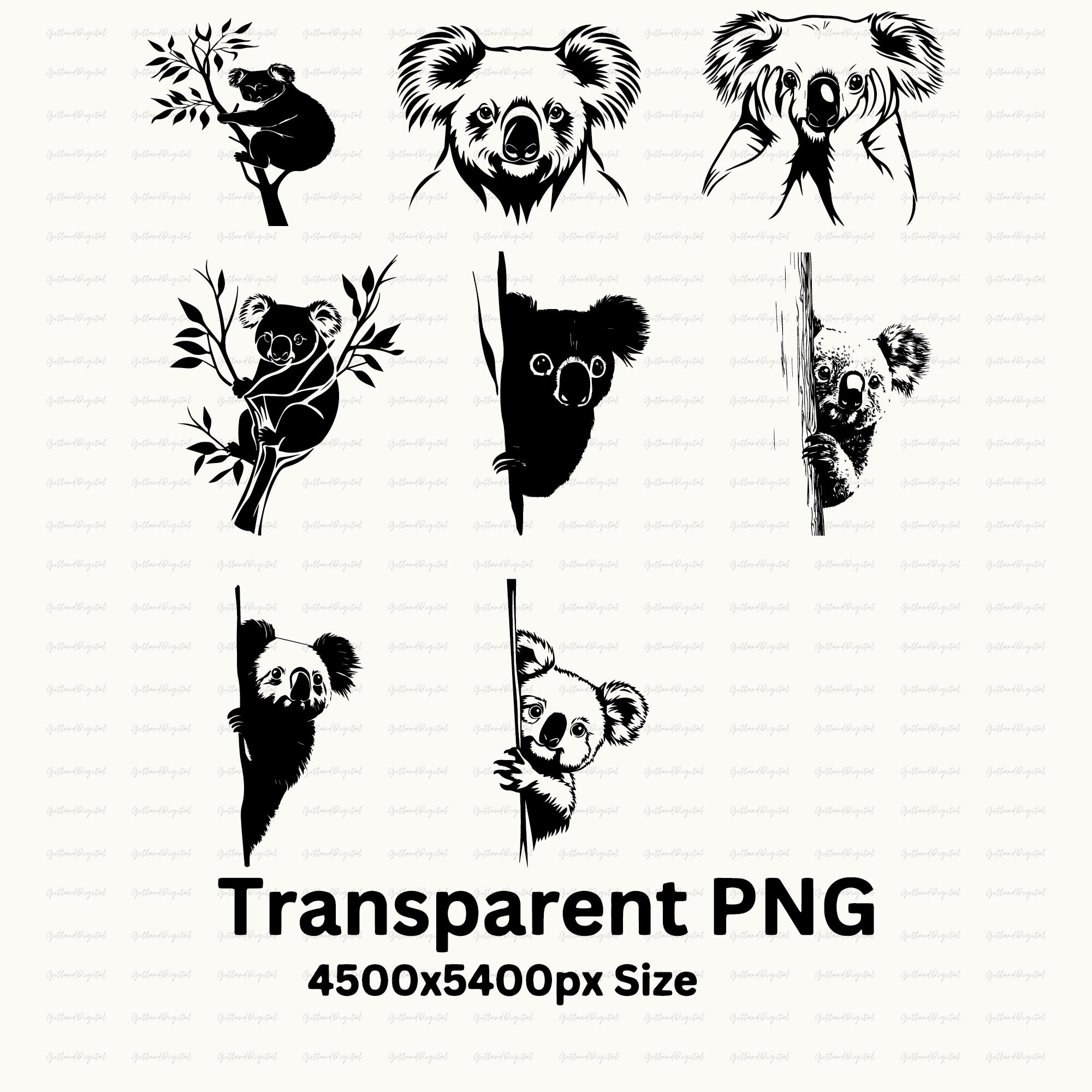 Koala Svg Bundle, Koala Silhouette, Koala Clipart, Koala Vector, Koala ...