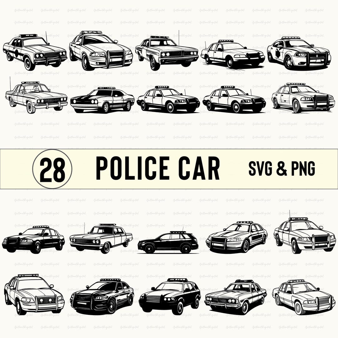 Police Car Svg Bundle, Police Car Silhouette, Police Car Clipart ...