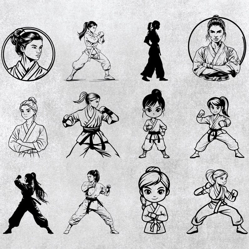Karate Girl Svg Bundle, Karate Girl Vector Set, Karate Girl Clipart ...