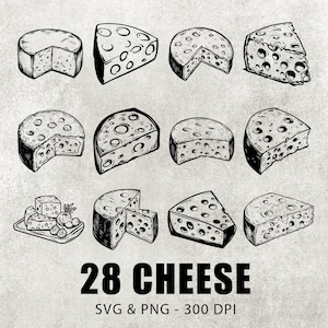 Cheese SVG Bundle: Clipart Vector, Decal Art (PNG, 300 DPI) - Etsy