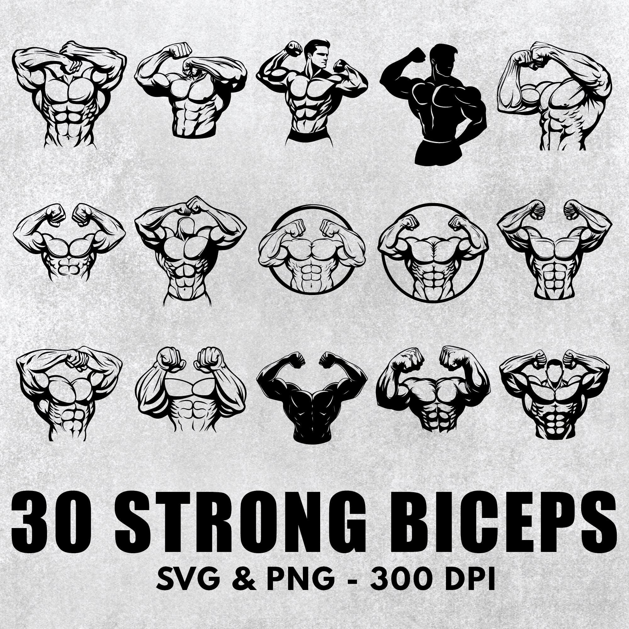 Strong Biceps Svg Bundle, Strong Biceps Silhouette Set, Strong Biceps ...
