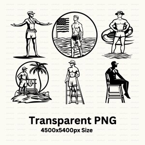 Lifeguard Clipart: Silhouette Vector Cut Files (SVG, PNG) - Etsy