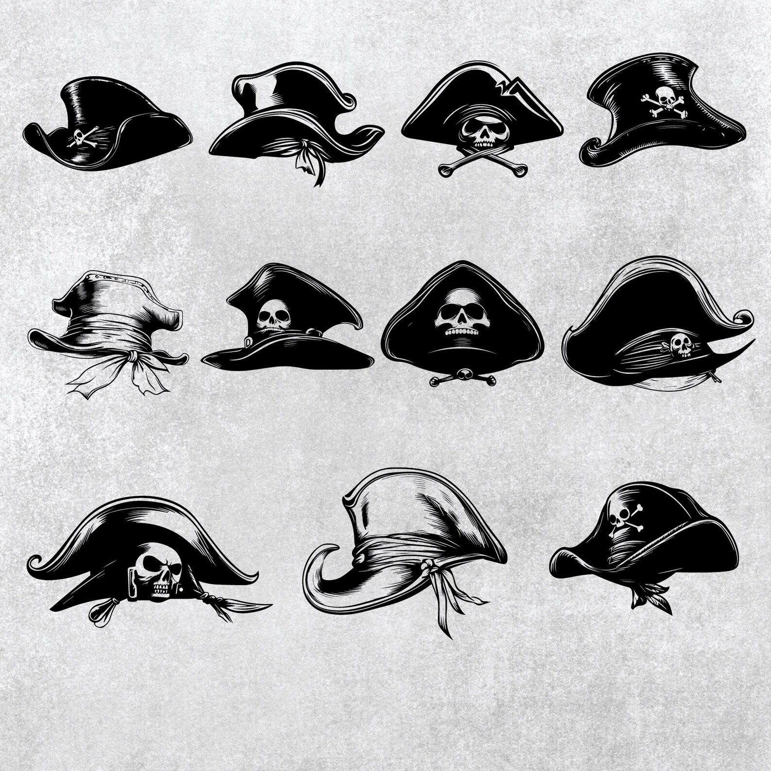 Pirate Hat Svg Bundle, Pirate Hat Silhouette Png Set, Pirate Hat ...