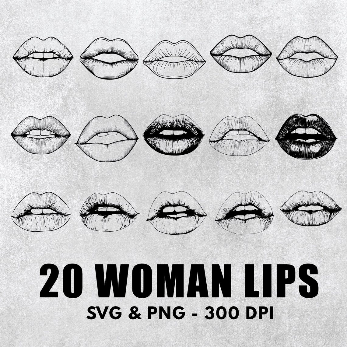 Woman Lips Svg Bundle, Woman Lips Silhouette Set, Woman Lips Clipart ...