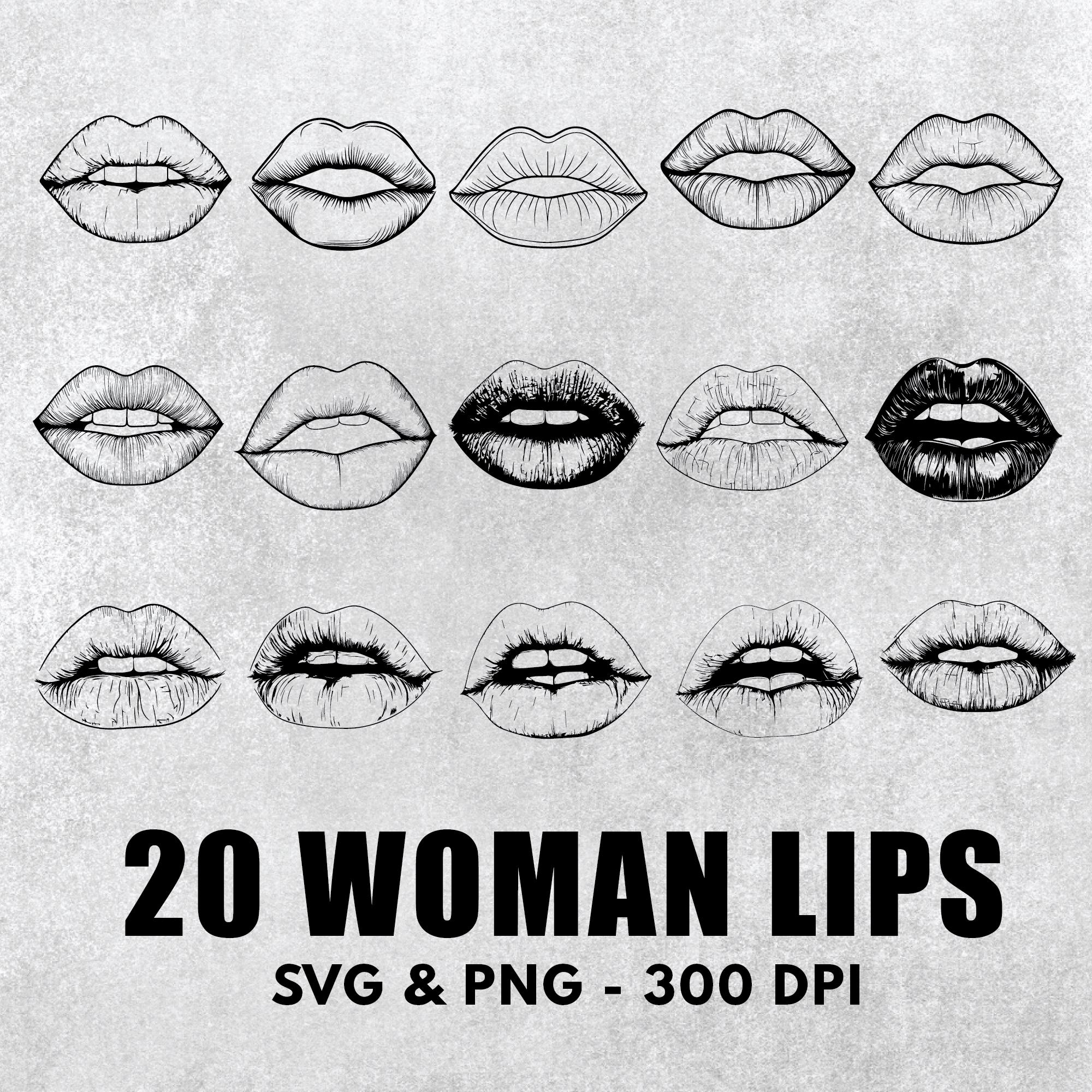 Woman Lips Svg Bundle, Woman Lips Silhouette Set, Woman Lips Clipart ...