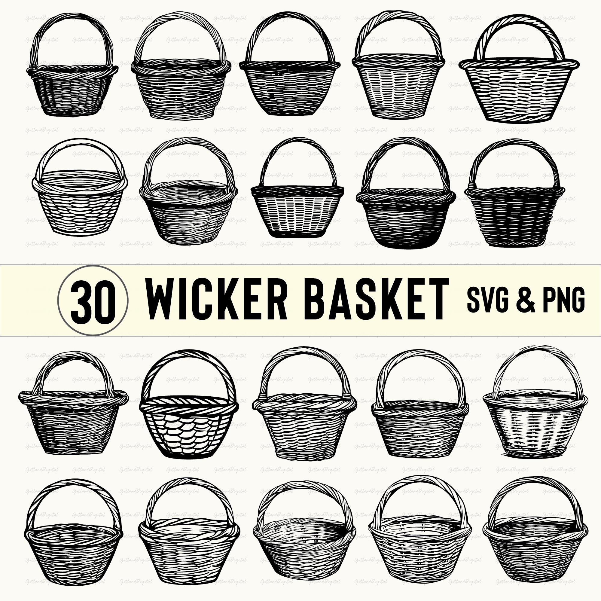Wicker Basket Svg Bundle, Wicker Basket Silhouette, Wicker Basket ...