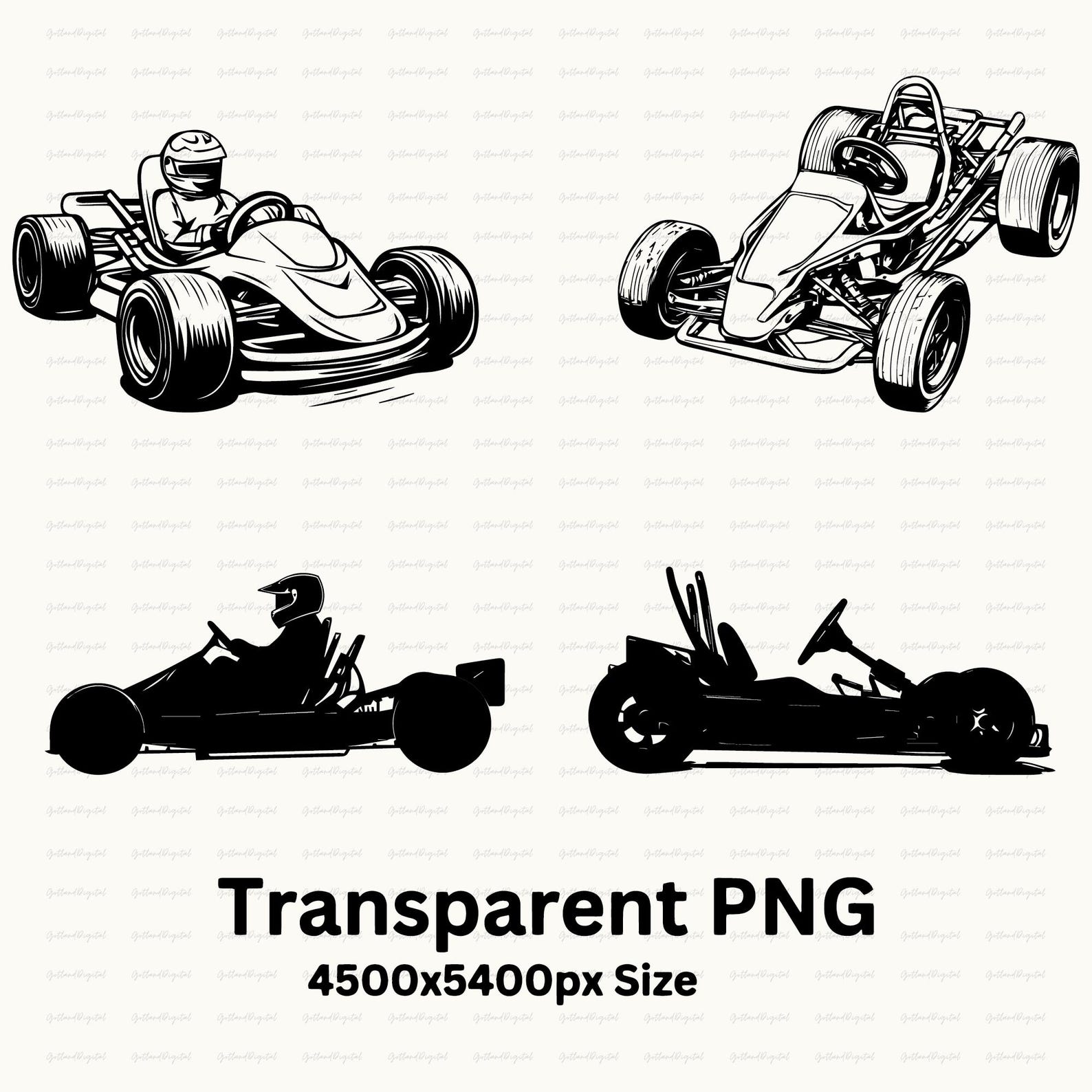 Go Kart SVG Bundle: Clipart, Silhouette, Vector (PNG) - Etsy