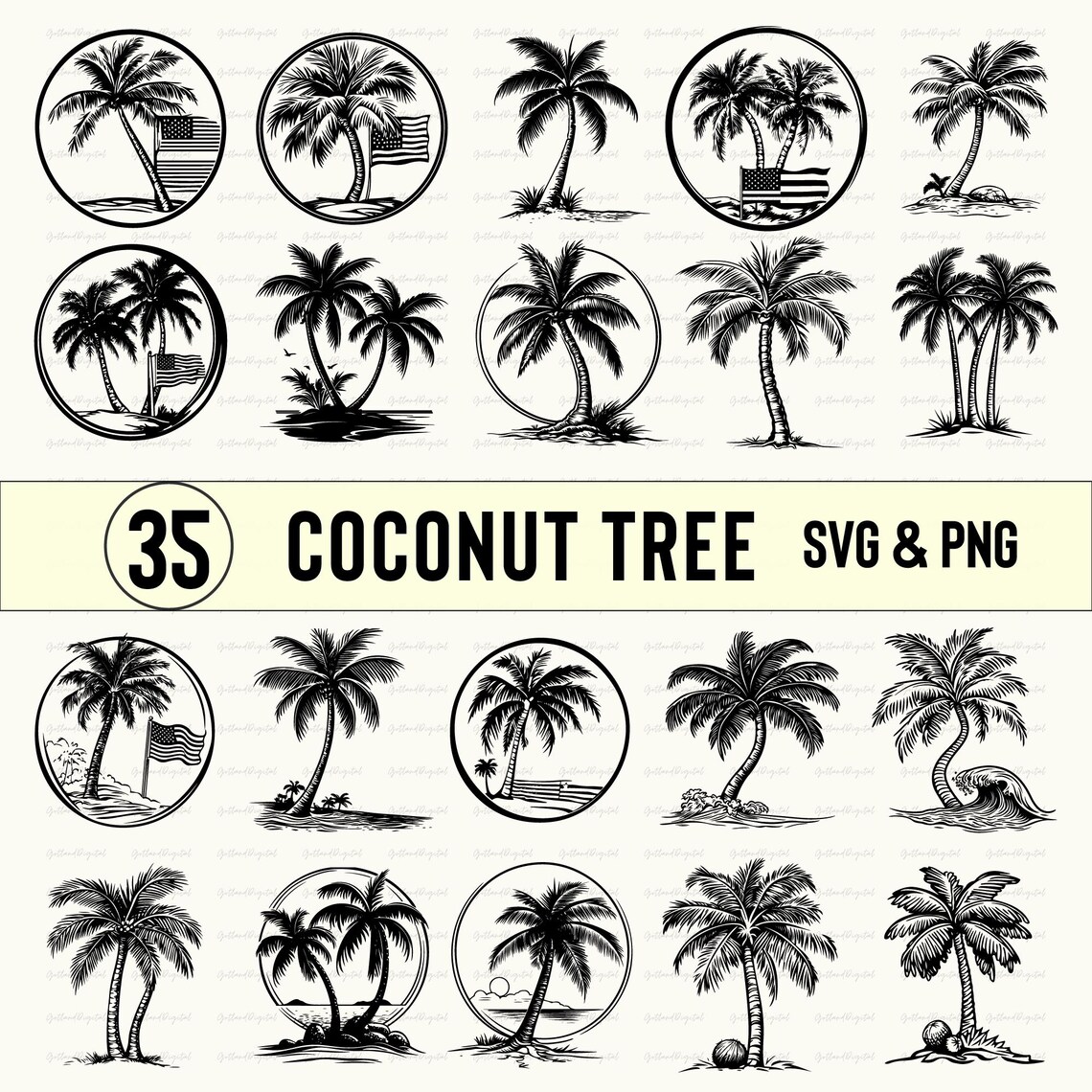 Coconut Tree Svg Png, Coconut Tree Clipart, Coconut Tree Silhouette ...
