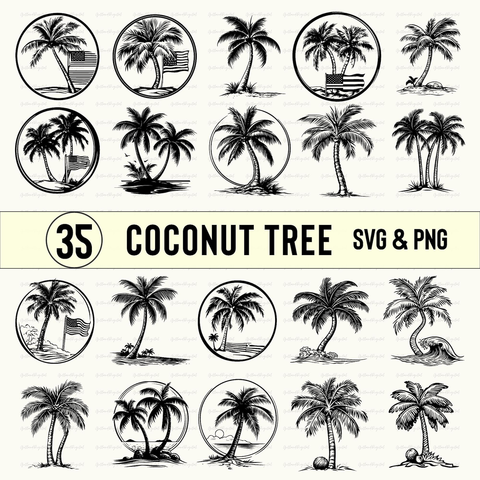 Coconut Tree Svg Png, Coconut Tree Clipart, Coconut Tree Silhouette ...