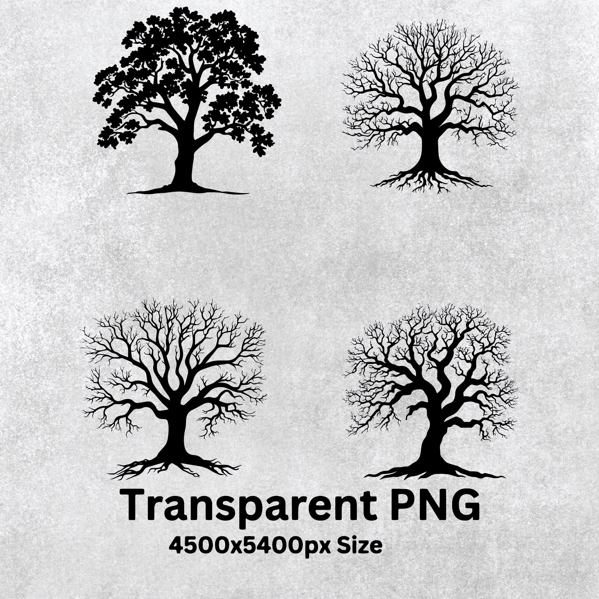 Oak Tree Svg Bundle, Oak Tree Silhouette Set, Oak Tree Clipart, Oak ...