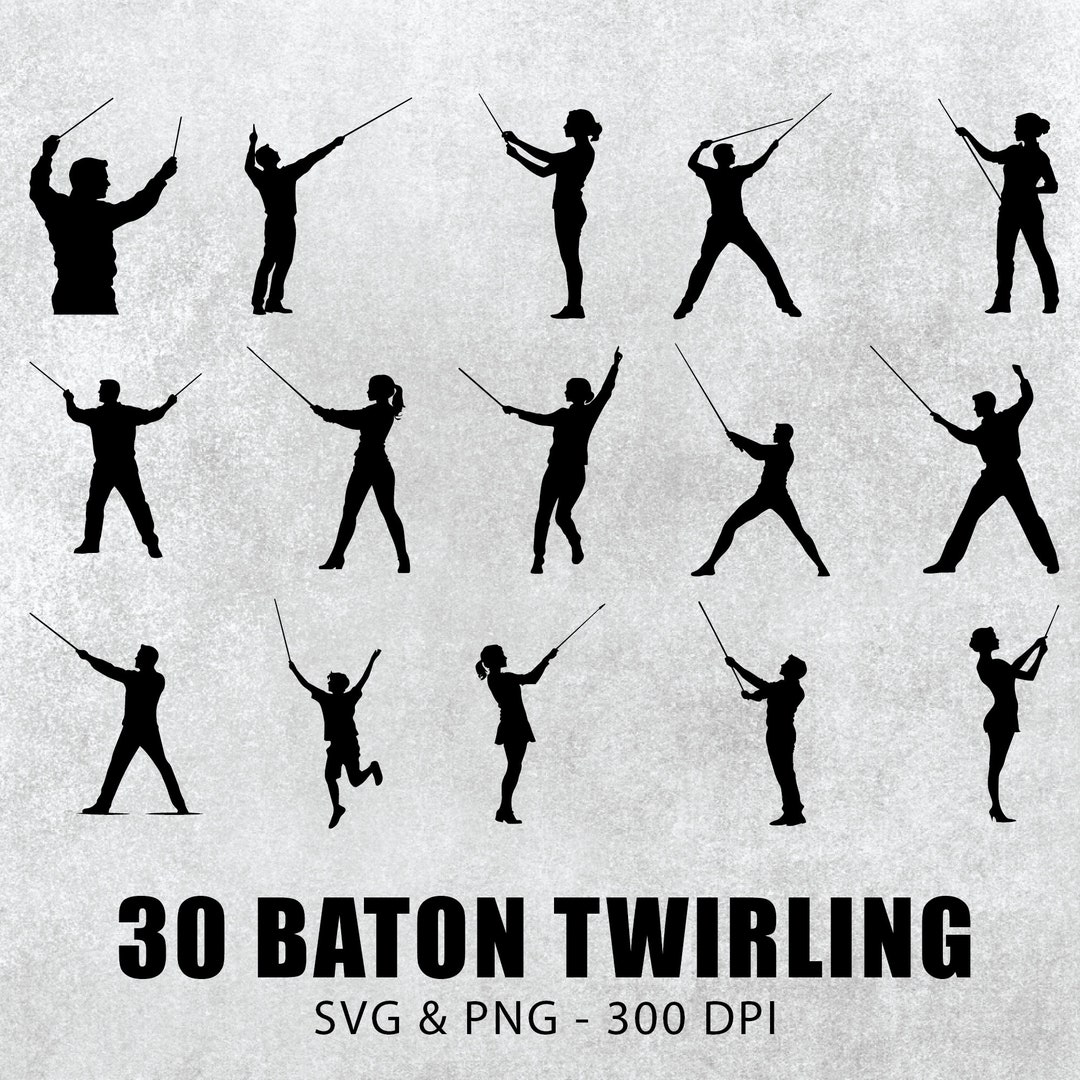 Baton Twirling Silhouette SVG Bundle: Clipart Vector Designs (PNG) - Etsy