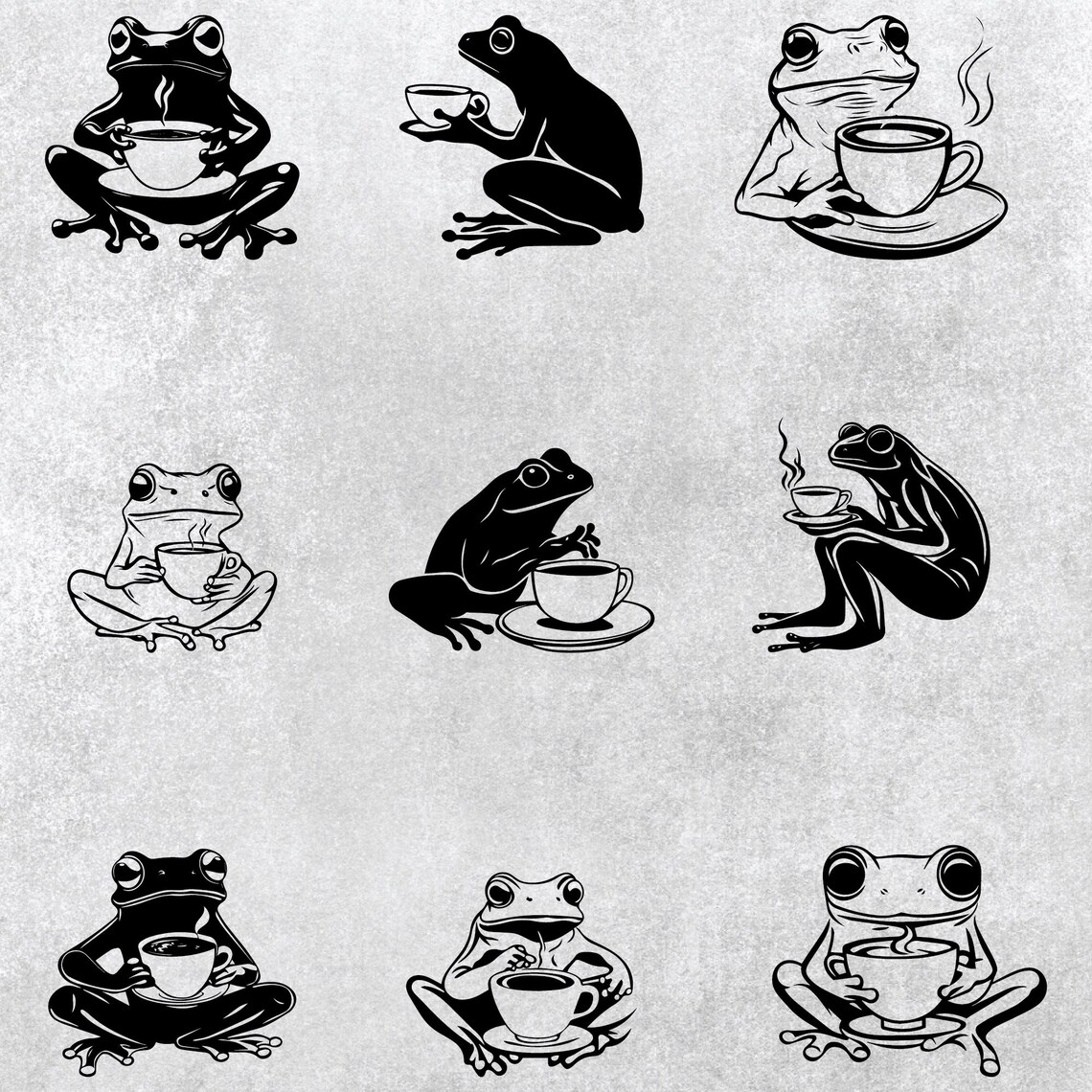 Frog Drinking Coffee SVG PNG Bundle: Vector Clipart Decal - Etsy
