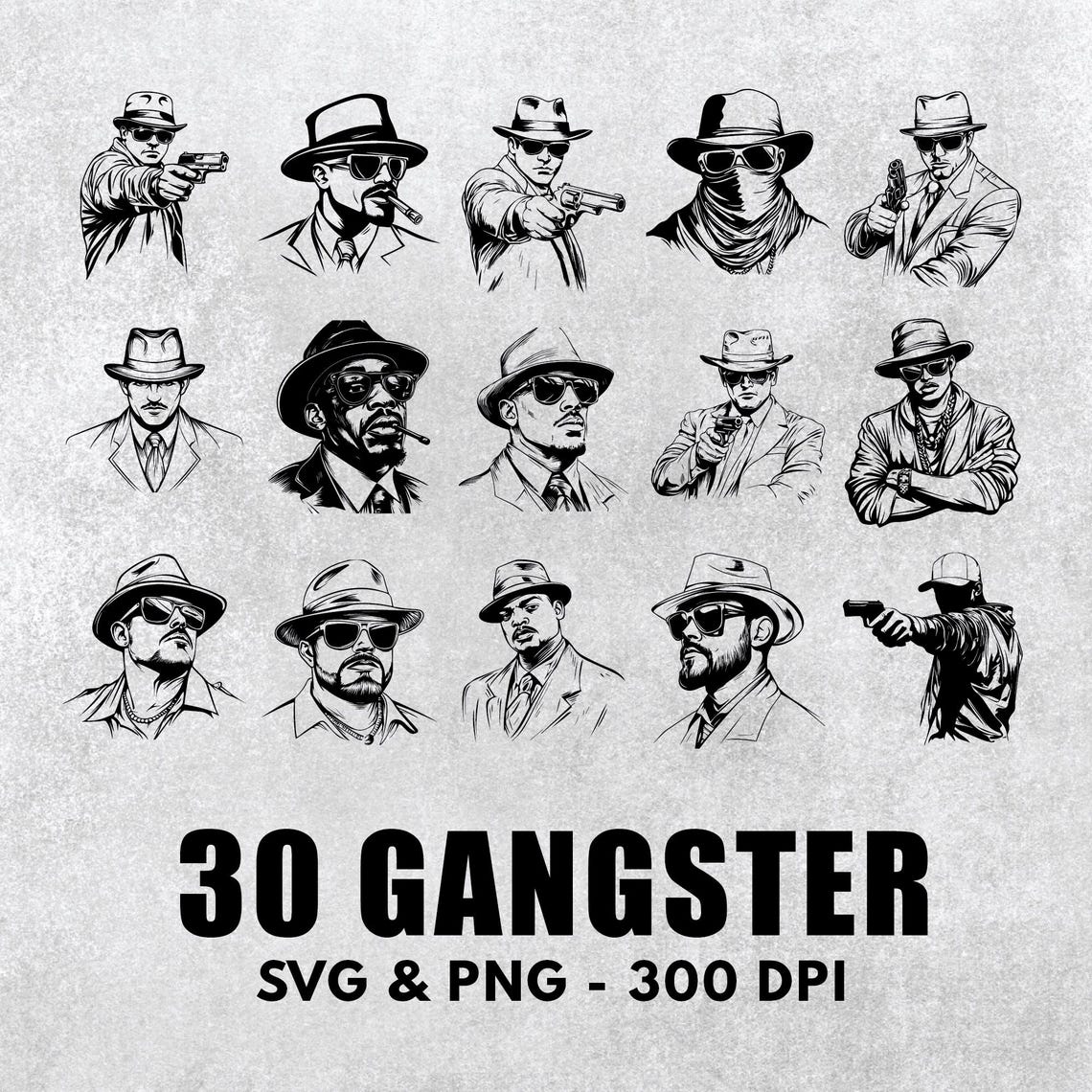 Gangster Svg Bundle, Gangster Svg Vector Set, Gangster Clipart ...