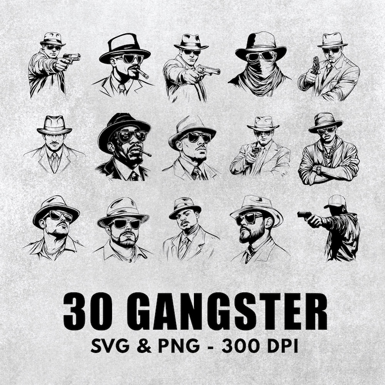 Gangster SVG Bundle: Vector Clipart, Decal Designs (PNG, Cricut) - Etsy