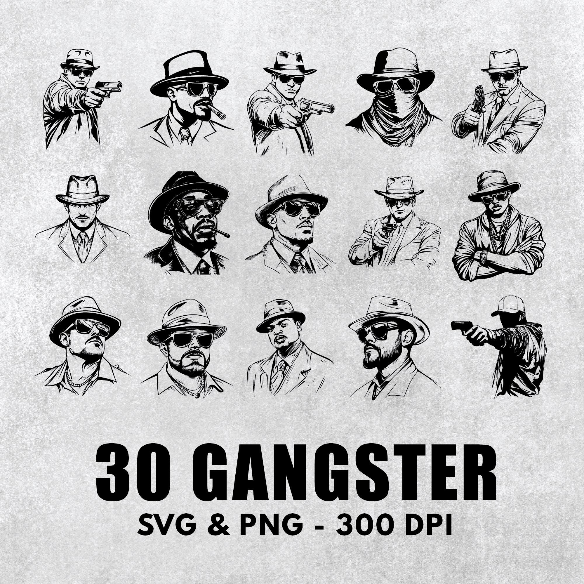 Gangster Svg Bundle, Gangster Svg Vector Set, Gangster Clipart ...