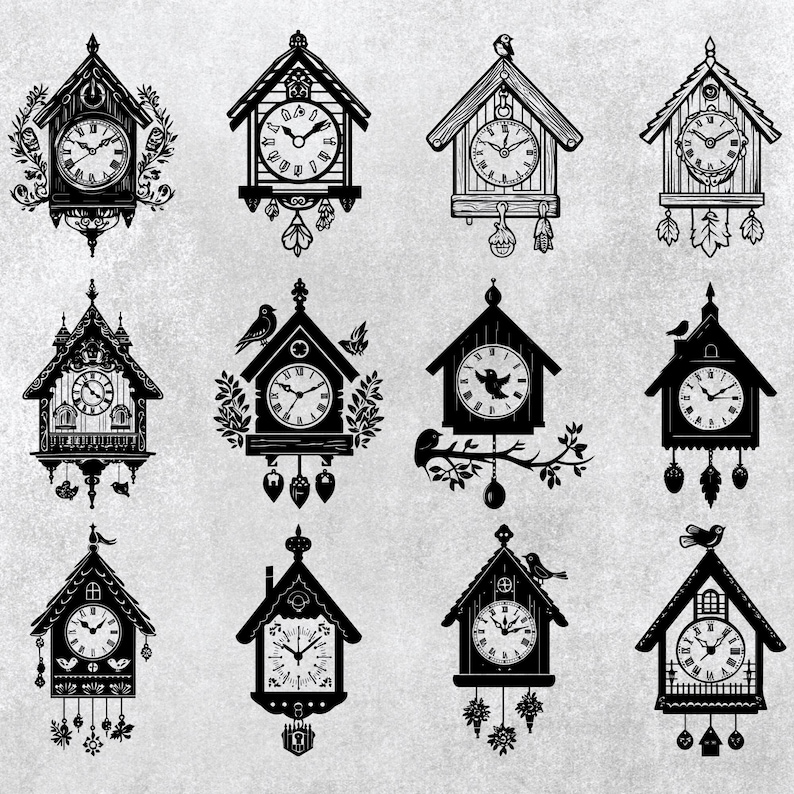 Cuckoo Clock Svg Bundle, Cuckoo Clock Svg Vector Set, Cuckoo Clock ...