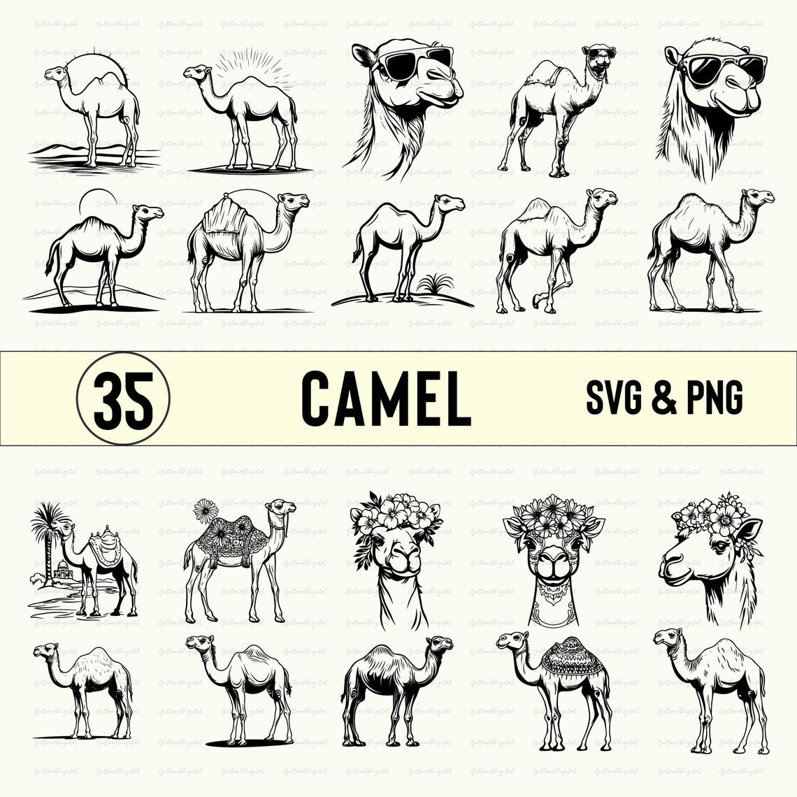 Camel Svg PNG Bundle, Camel Silhouette, Camel Clipart, Camel Vector Art ...