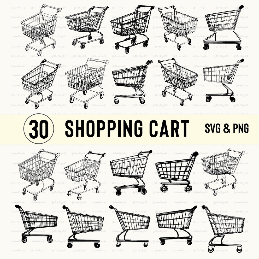 Shopping Cart SVG Bundle: Clipart, Vector, Decal (PNG) - Etsy