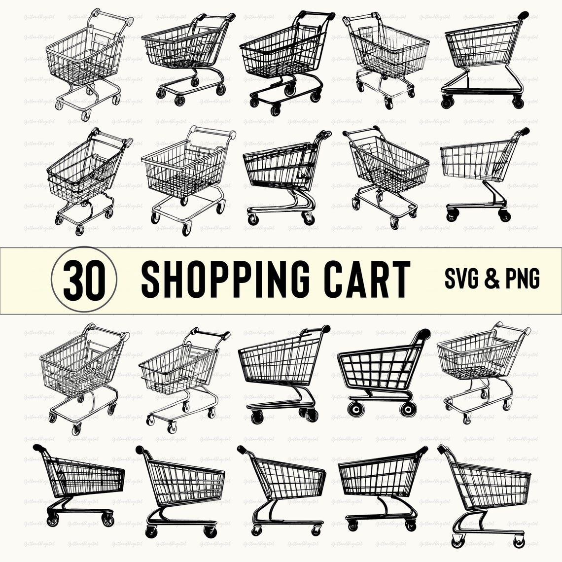 Shopping Cart SVG Bundle: Clipart, Vector, Decal (PNG) - Etsy