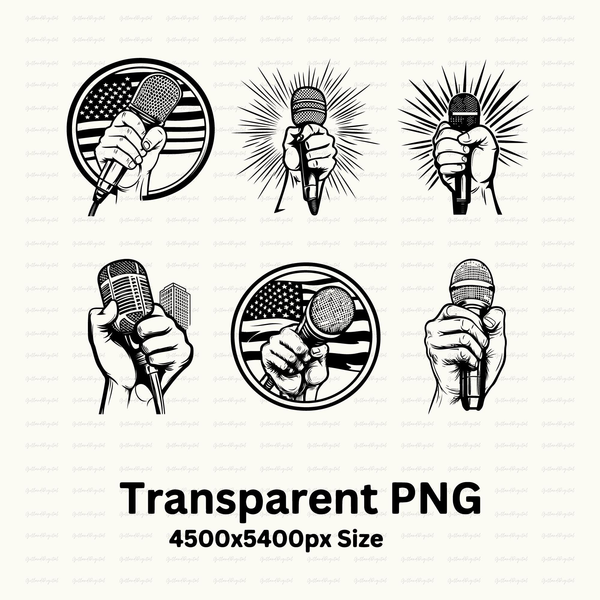 Fist Microphone SVG PNG Bundle: Clipart Silhouette Vector (digital ...