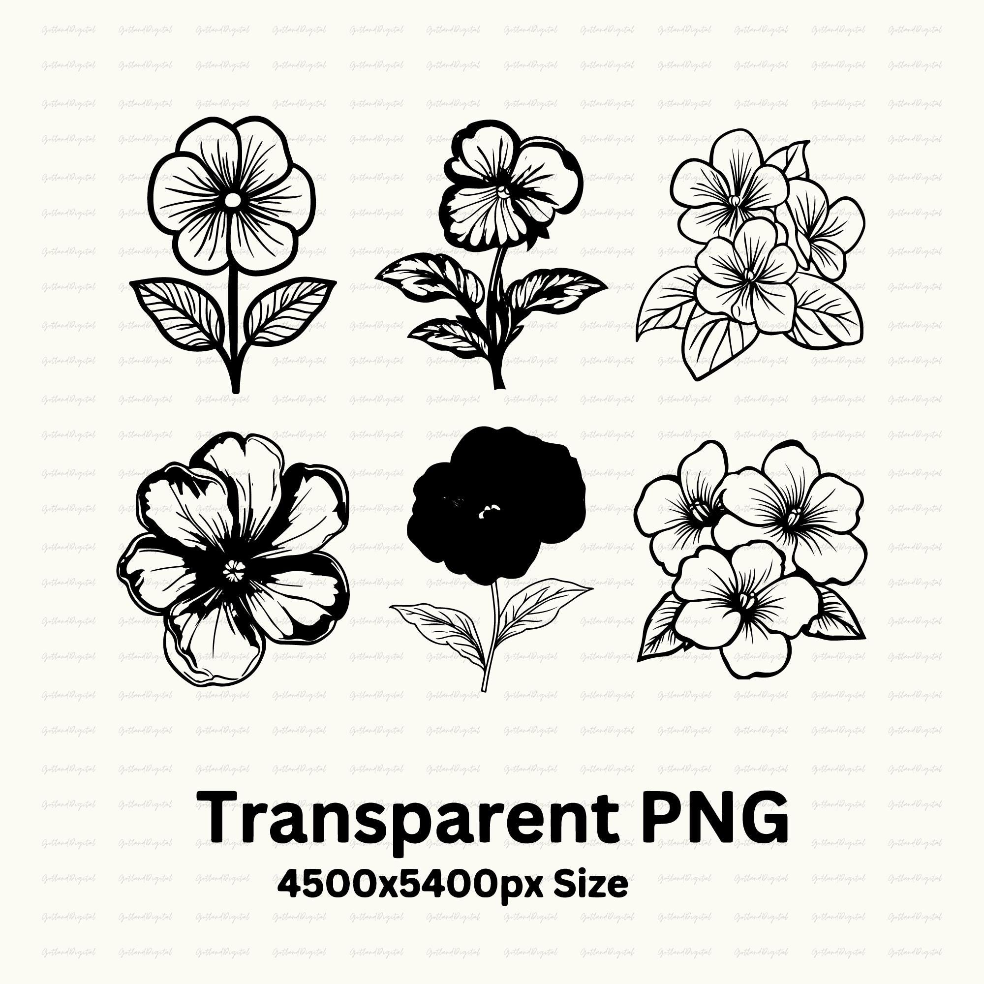 Violet Flower SVG PNG Clipart: Floral Silhouette Vector Cut Files - Etsy