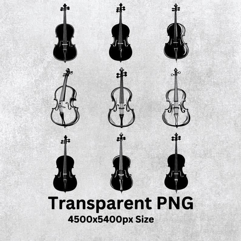 Cello SVG Bundle: Silhouette Clipart, Decal Designs (PNG, Cricut) - Etsy