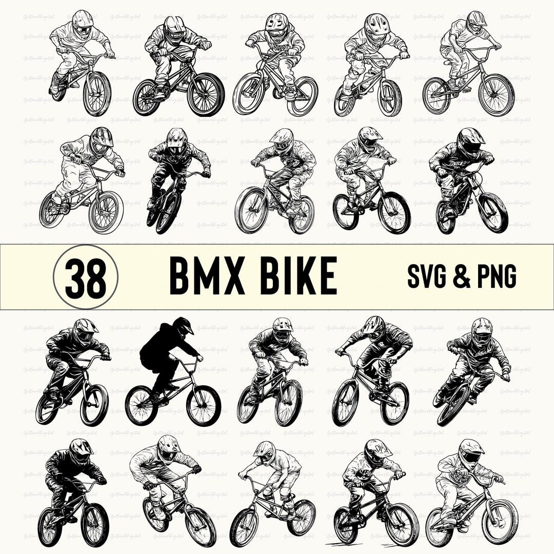 Bmx Bike Silhouette Bundle Svg, Bmx Bike Svg Vector Set, Bmx Bike ...
