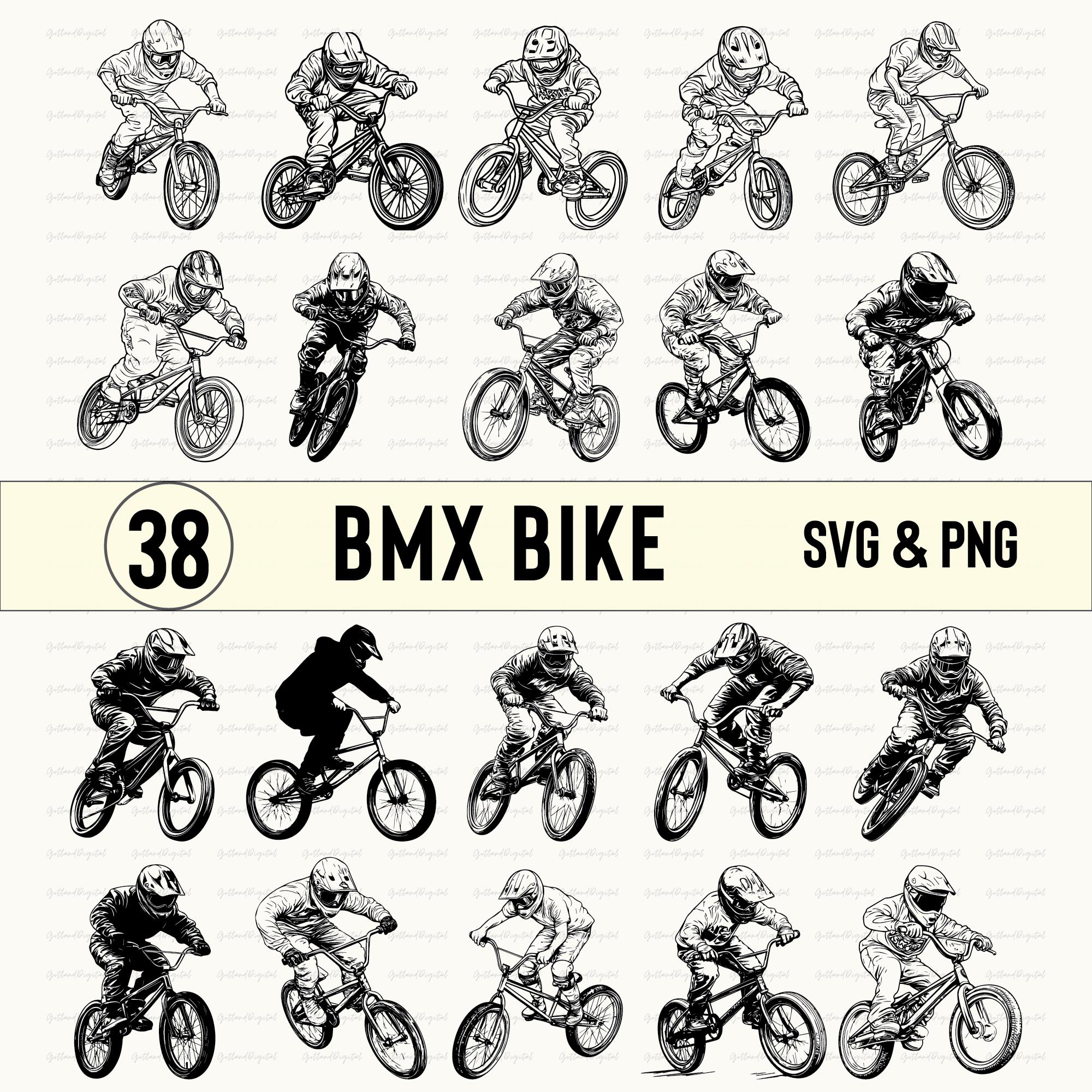 Bmx Bike Silhouette Bundle Svg, Bmx Bike Svg Vector Set, Bmx Bike ...