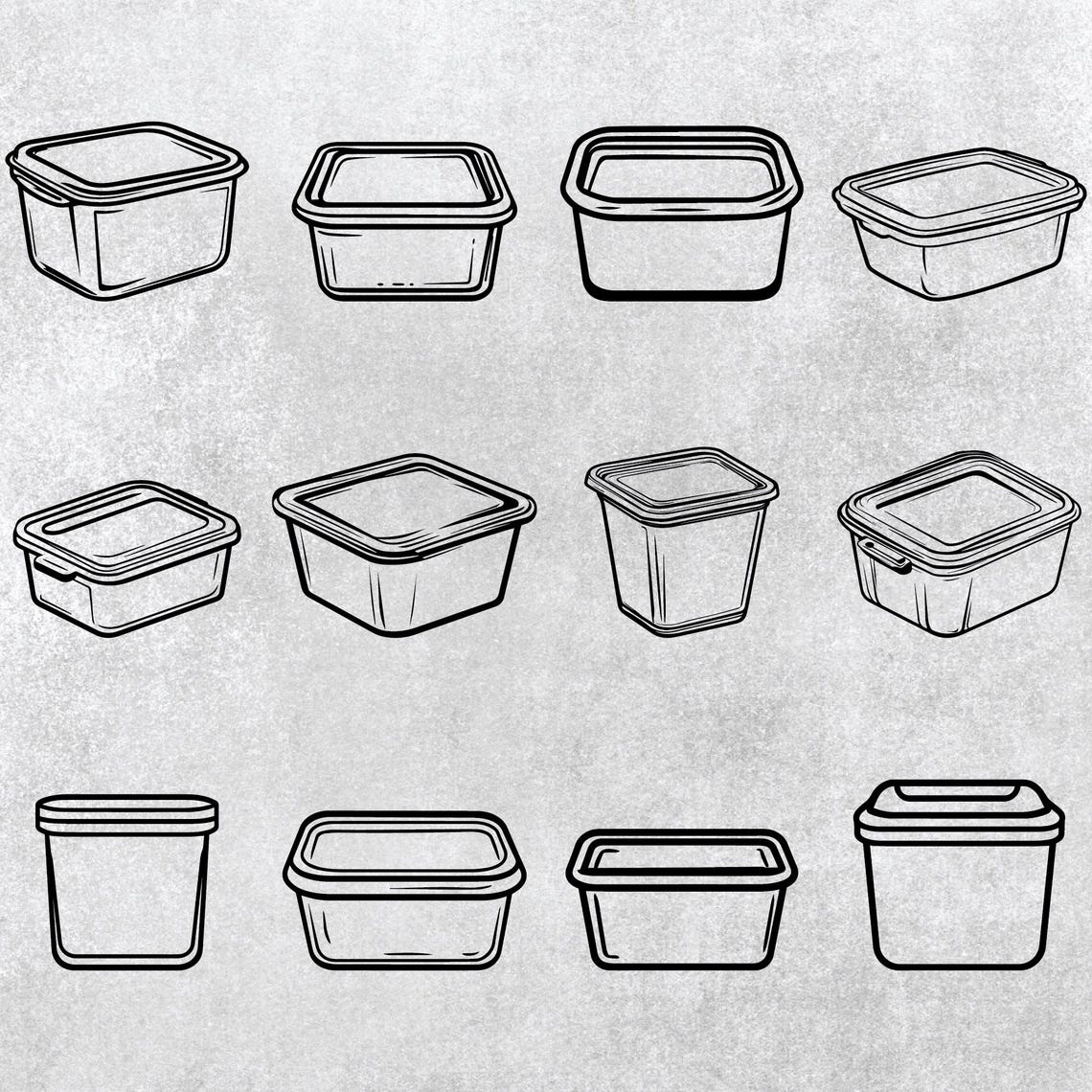 Plastic Food Container Svg Bundle, Plastic Food Container Vector Set ...