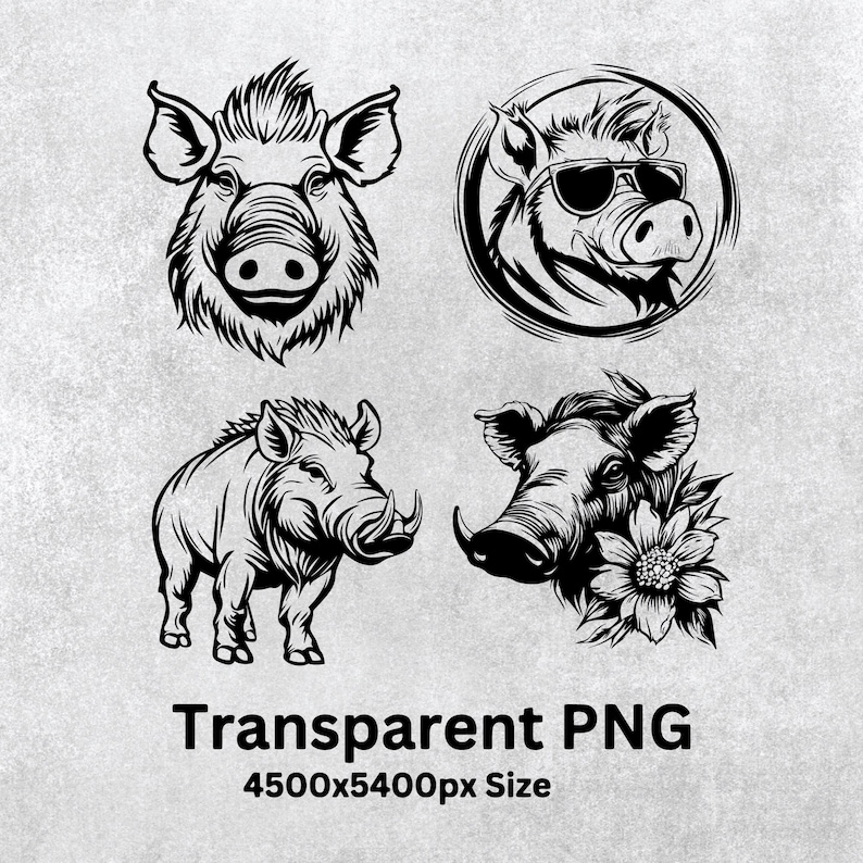 Warthog SVG PNG Bundle: Wild Animal Clipart, Vector Cut Files - Etsy