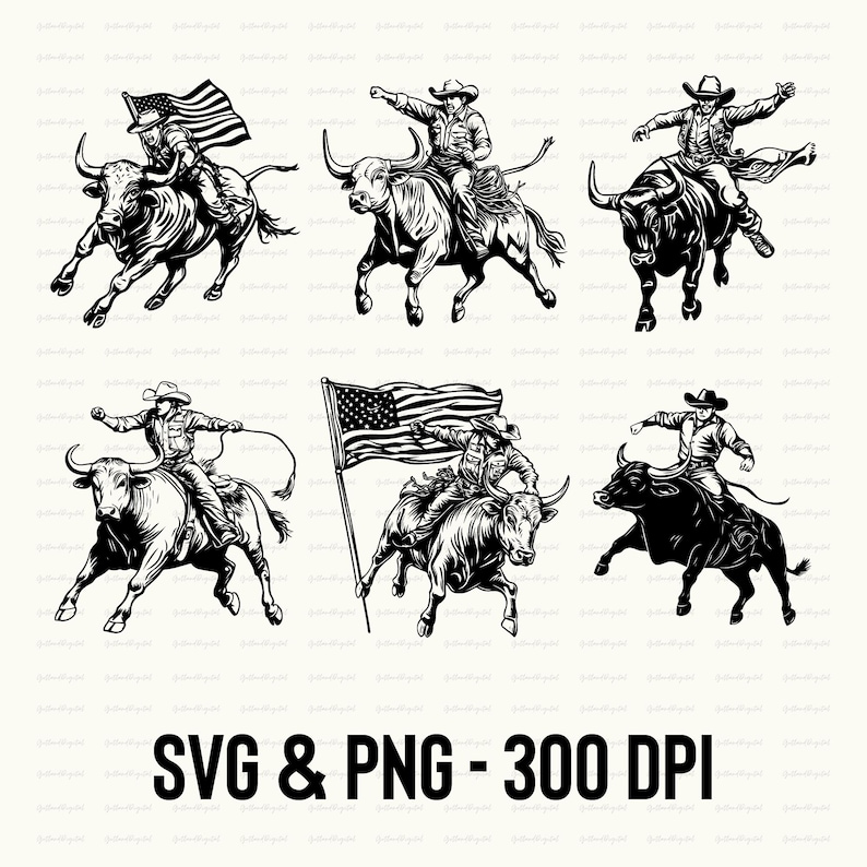 Bull Riding Svg Png, Bull Riding Clipart, Bull Riding Silhouette, Bull ...