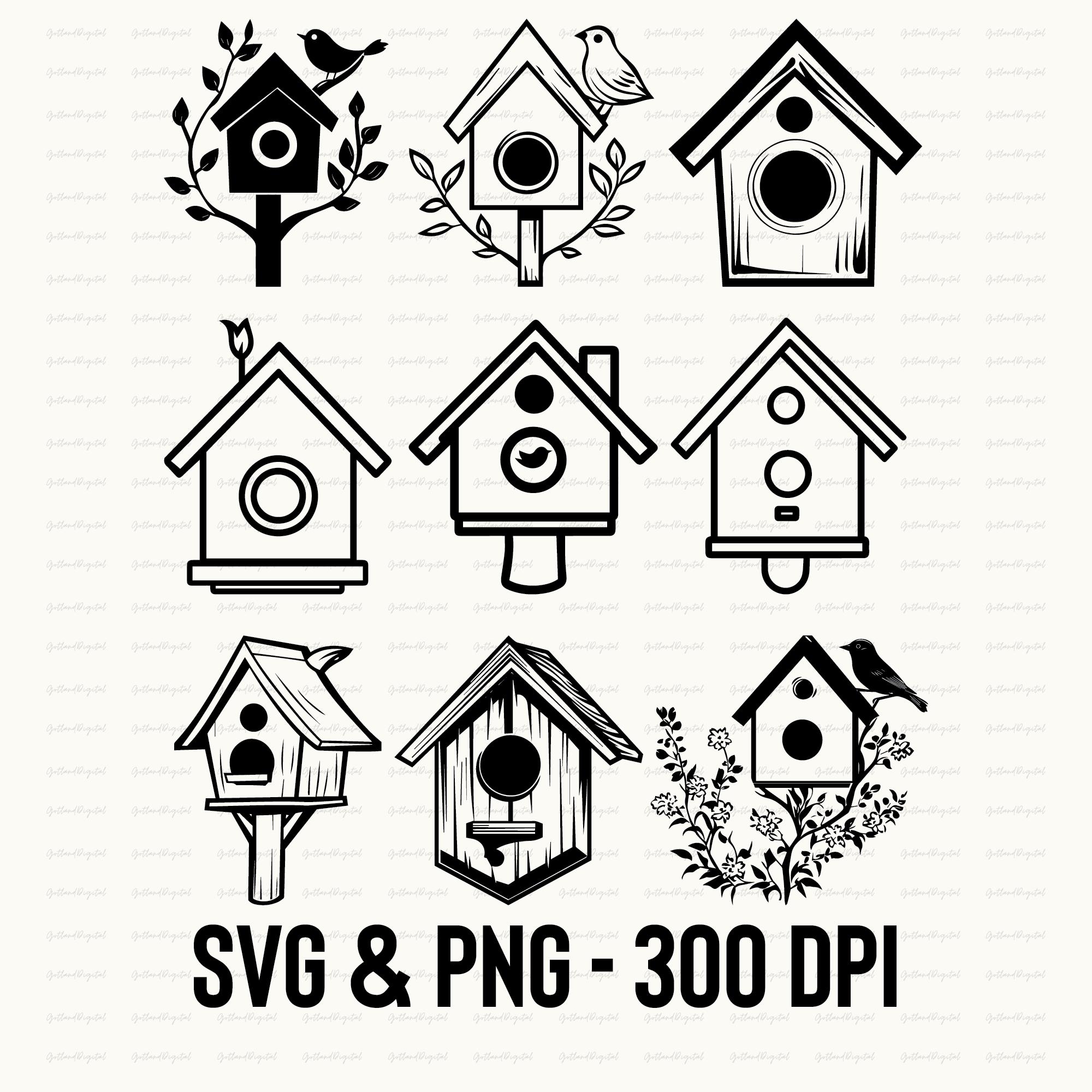 Bird House Svg Bundle, Bird House Silhouette, Bird House Clipart, Bird ...