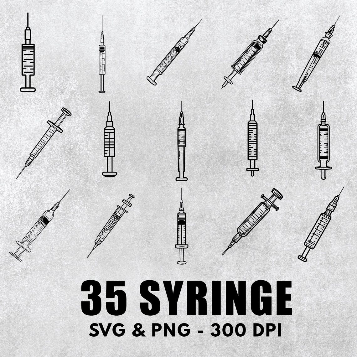 Syringe SVG Bundle: Clipart Silhouette Decal Files for Cricut - Etsy