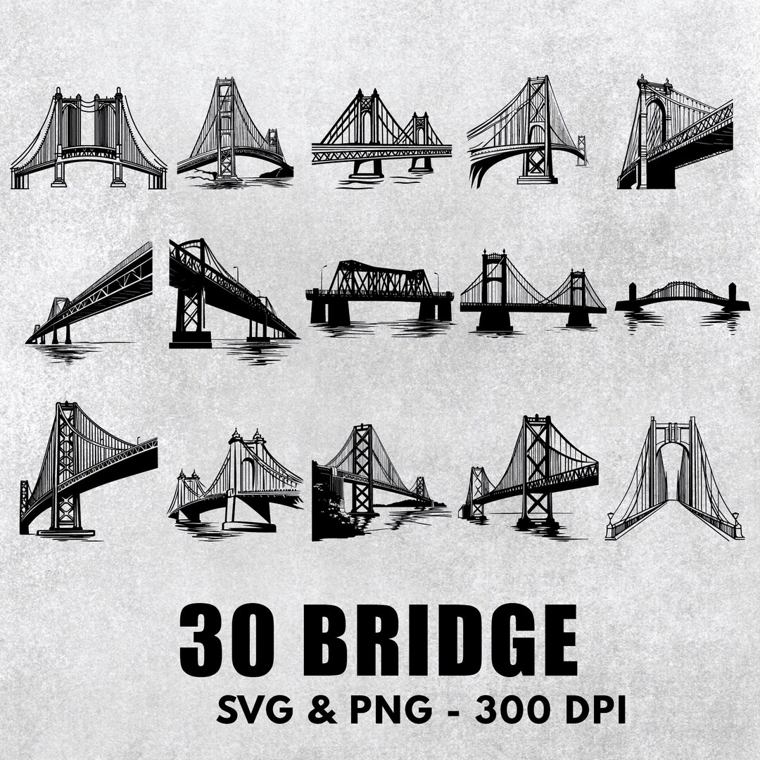 Bridge Svg Bundle, Bridge Silhouette, Bridge Clipart, Bridge Vector ...