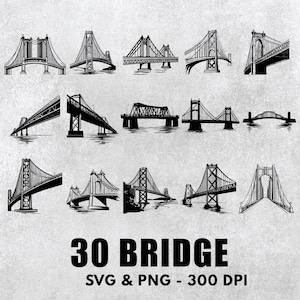 Bridge Svg Bundle, Bridge Silhouette, Bridge Clipart, Bridge Vector ...