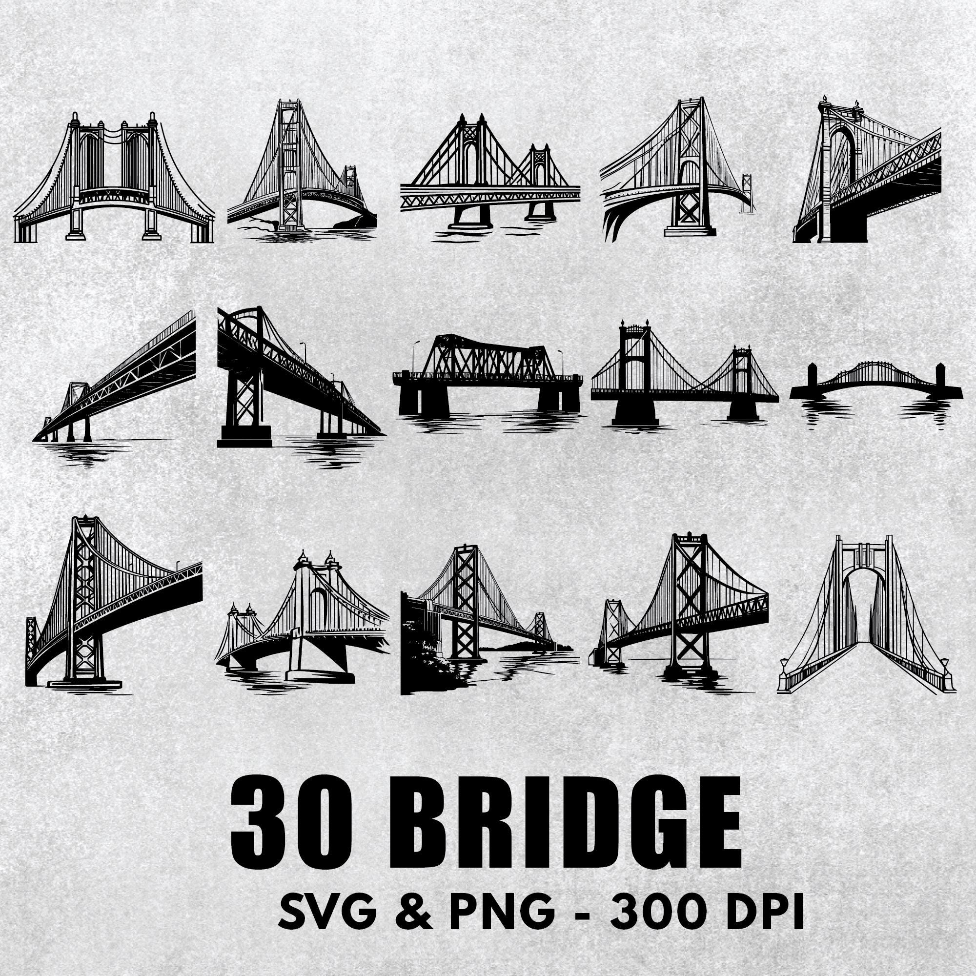 Bridge Svg Bundle, Bridge Silhouette, Bridge Clipart, Bridge Vector ...