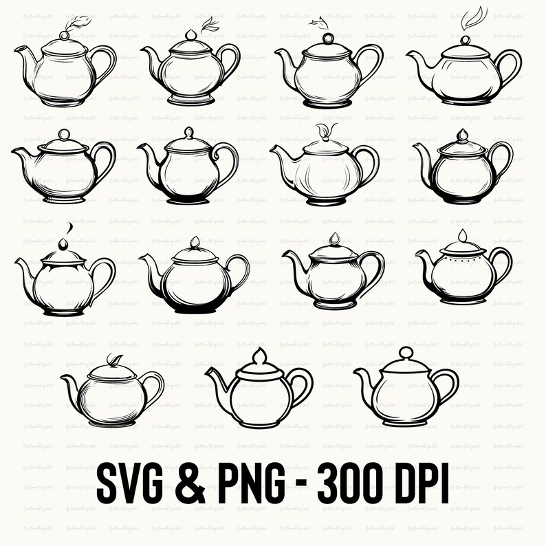 Teapot Svg PNG Bundle, Teapot Silhouette, Teapot Clipart, Teapot Vector ...
