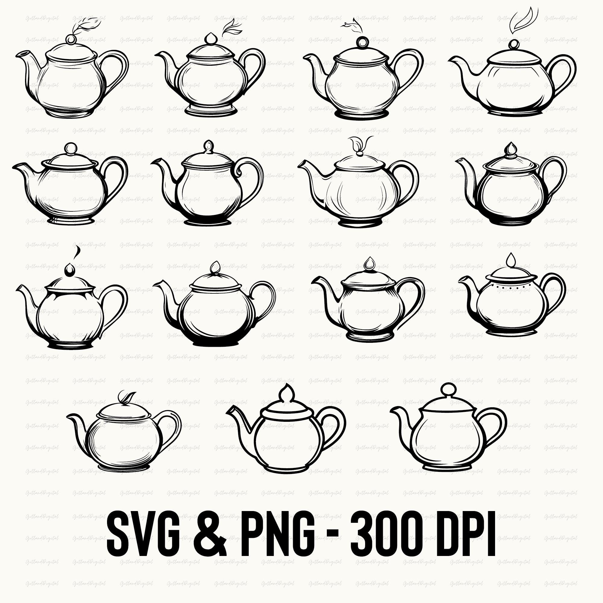 Teapot SVG PNG Bundle: Floral Teapot Clipart, Cricut Cut Files - Etsy