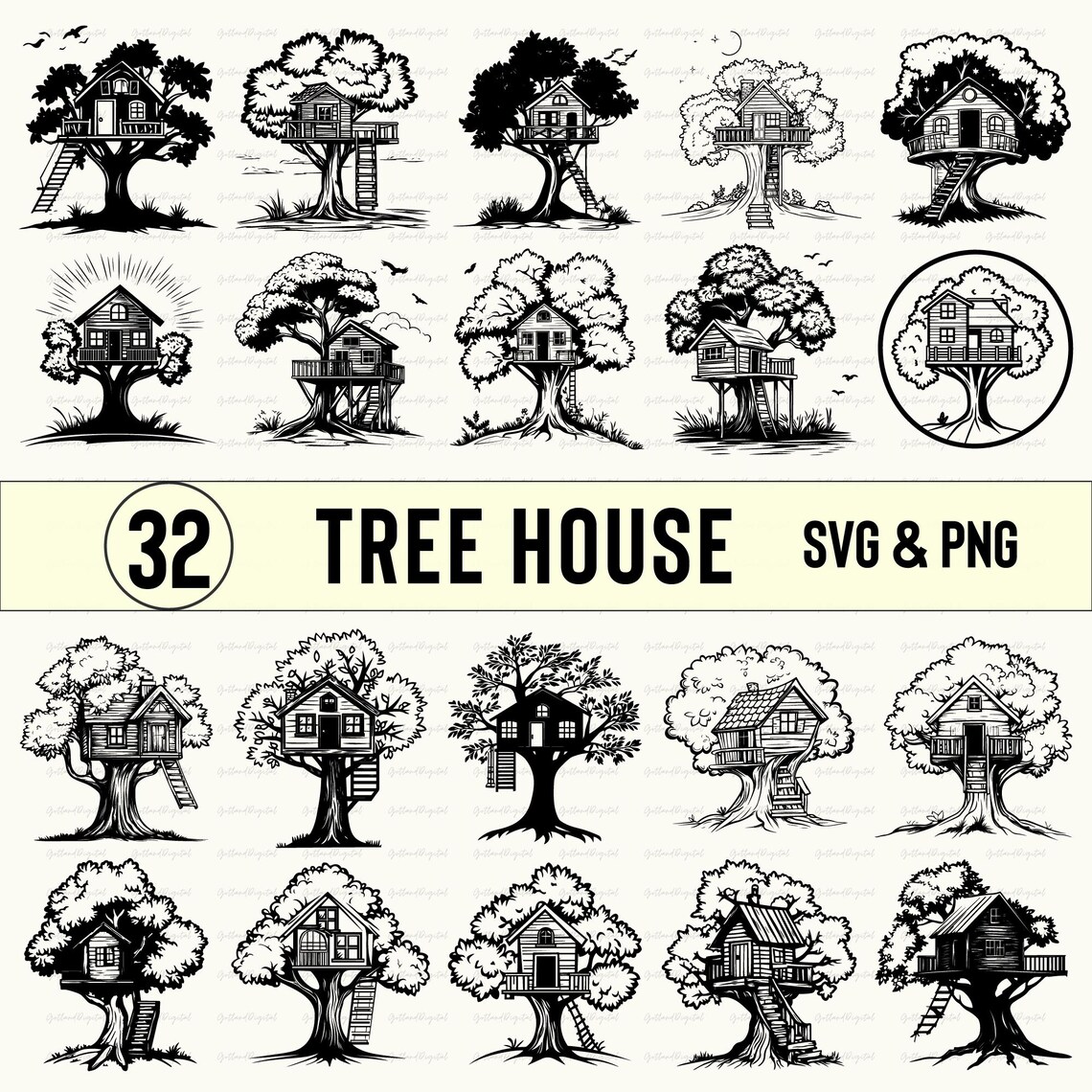 Tree House Svg Bundle, Tree House Silhouette, Tree House Clipart ...