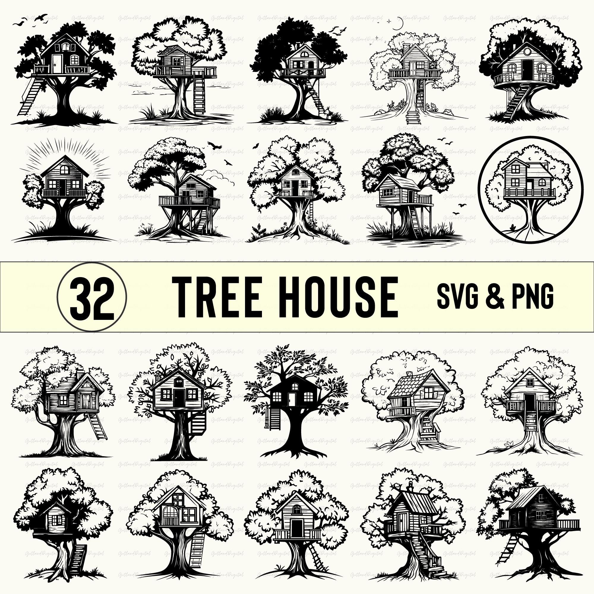 Tree House Svg Bundle, Tree House Silhouette, Tree House Clipart ...