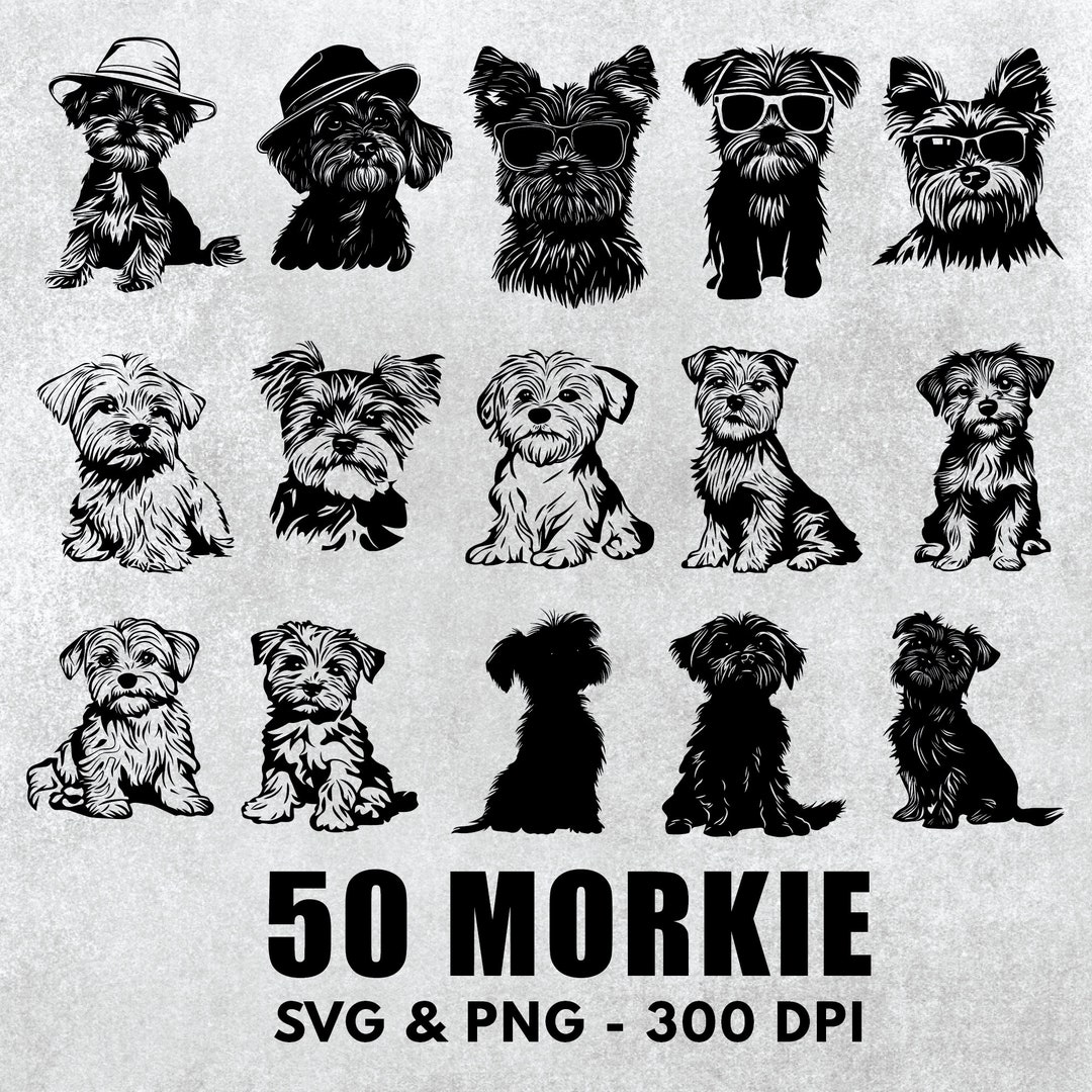 Morkie Svg Bundle, Morkie Silhouette, Morkie Clipart, Morkie Vector ...