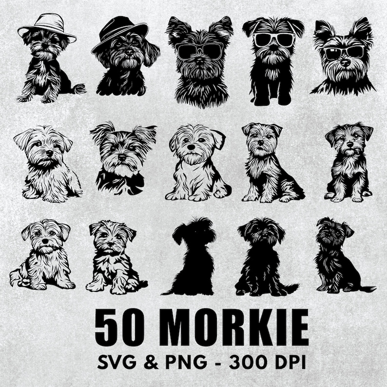 Morkie Svg Bundle, Morkie Silhouette, Morkie Clipart, Morkie Vector ...