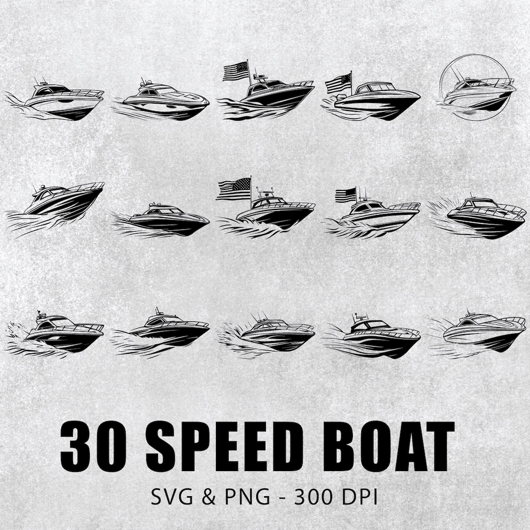 Speed Boat SVG Bundle: Vector Clipart, Decal Designs (PNG, SVG) - Etsy