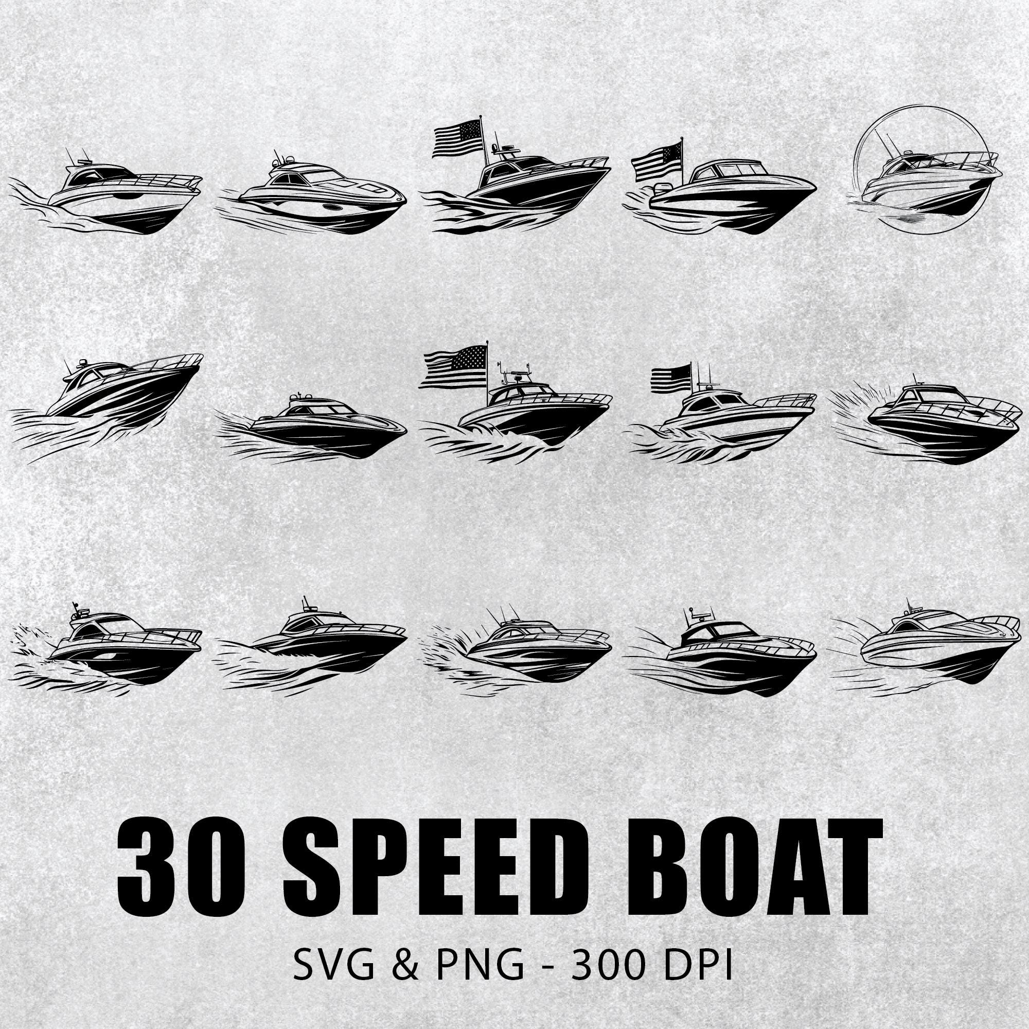 Speed Boat Svg Bundle, Speed Boat Vector Set, Speed Boat Clipart, Speed ...