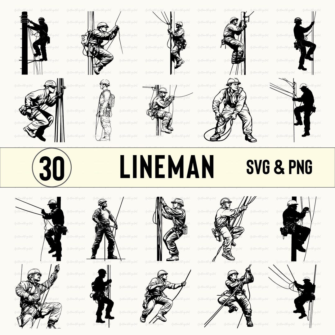 Lineman Svg Bundle, Lineman Silhouette, Lineman Clipart, Lineman Vector ...
